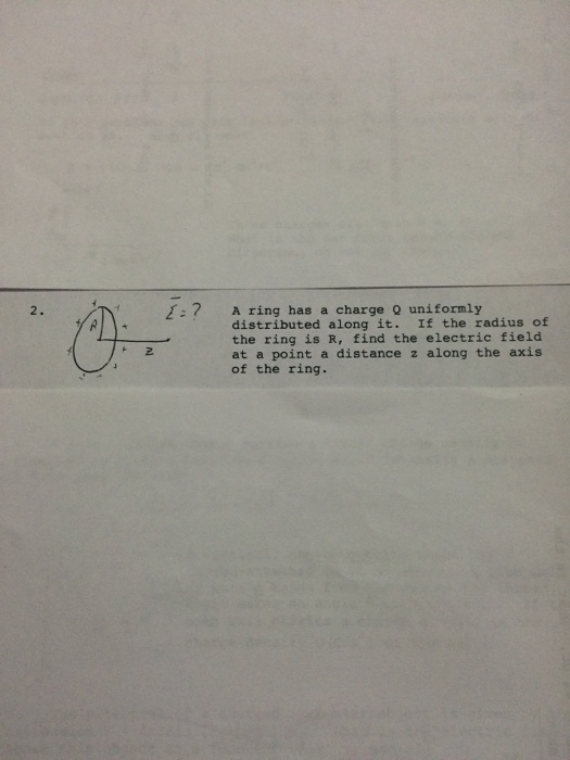 Solved A ring has a charge o uniformly distributed along it | Chegg.com