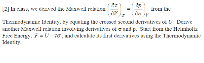 Solved op [2] In class, we derived the Maxwell relation | | Chegg.com