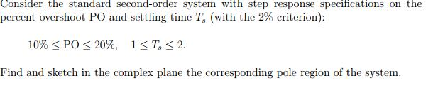 Solved Consider the standard second-order system with step | Chegg.com