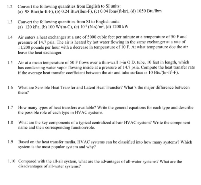 Solved Convert the following quantities from English to SI | Chegg.com