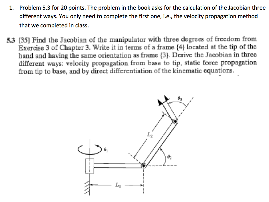 Find the Jacobian of the manipulator with three | Chegg.com