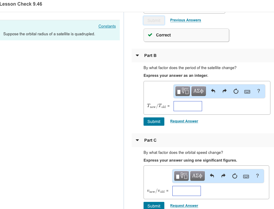 Solved Lesson Check 9.46 Previous Answers Constants Suppose | Chegg.com