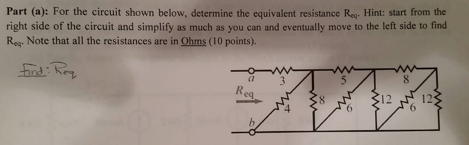 Solved For the circuit shown below, determine the equivalent | Chegg.com