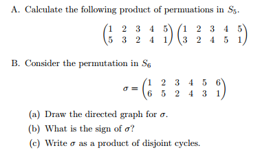 Solved A. Calculate the following product of permutations in | Chegg.com