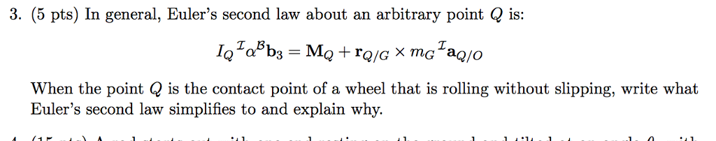 In general, Euler's second law about an arbitrary | Chegg.com