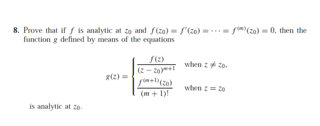 Solved Prove that if f is analytic at z_0 and f(z_0) = | Chegg.com