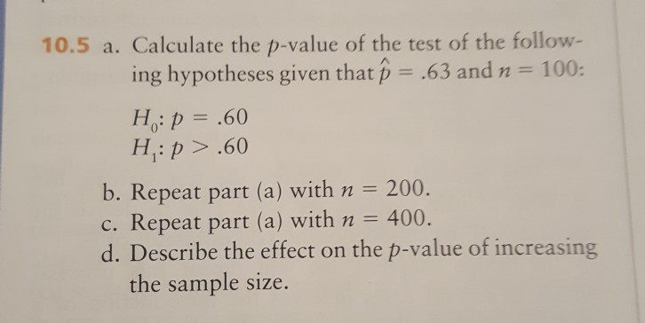 Solved 10.5 a. Calculate the p-value of the test of the | Chegg.com
