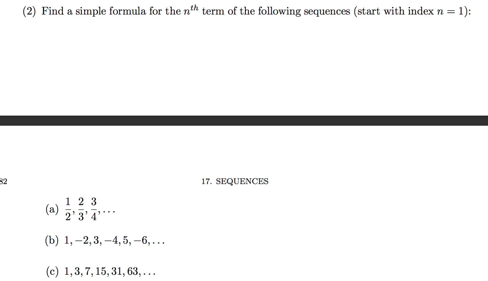 Solved Find a simple formula for the nth term of the | Chegg.com