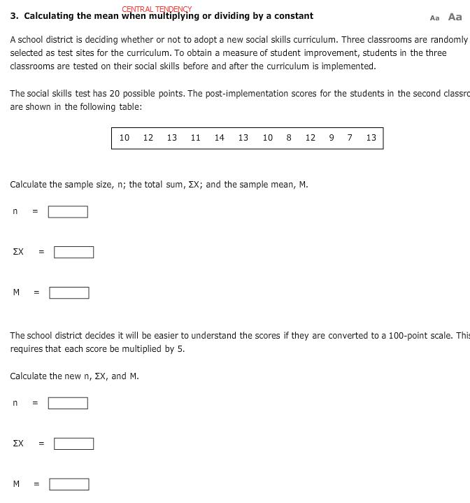 Solved Calculating the mean when multiplying or dividing by | Chegg.com