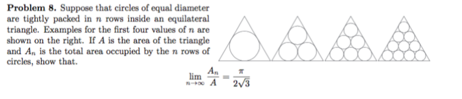 Solved Suppose that circles of equal diameter are tightly | Chegg.com