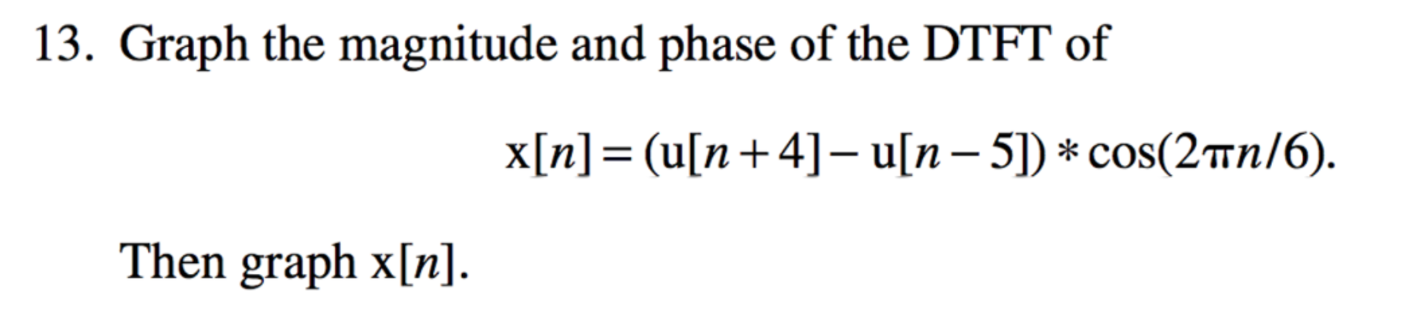 Graph the magnitude and phase of the DTFT of x[n] = | Chegg.com