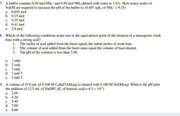 Solved A buffer contains 050 mol NH^+_4 and 0.50 mol NH_3 | Chegg.com