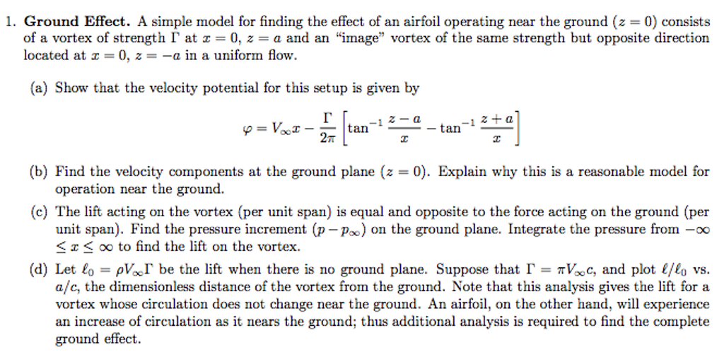 Ground Effect. A simple model for finding the effect | Chegg.com