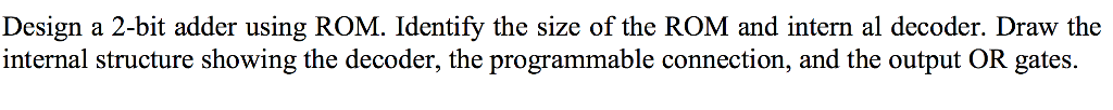 Solved Design a 2-bit adder using ROM. Identify the size of | Chegg.com