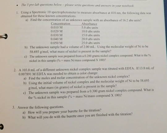 Solved The 3 pre-lab questions below -please write questions | Chegg.com