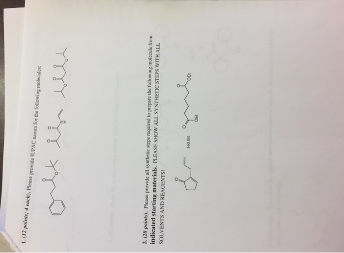 Solved Provide IUPAC names for the following molecules: | Chegg.com