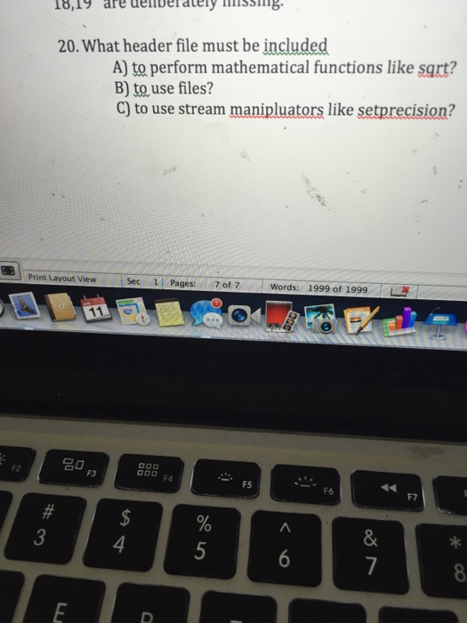 Solved What header file must be included A) to perform | Chegg.com