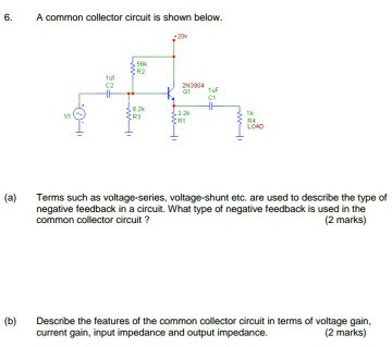 Solved A common collector circuit is shown below. Terms | Chegg.com