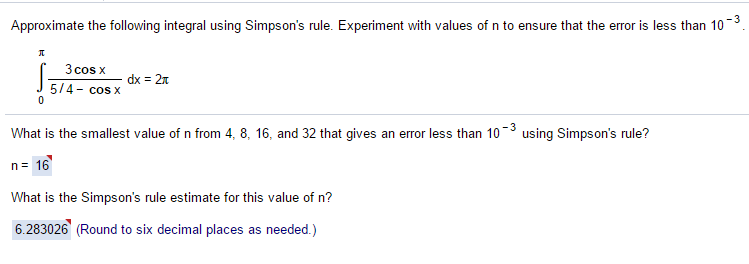 Solved Approximate the following integral using Simpson's | Chegg.com