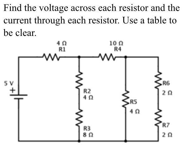 Solved Find the voltage across each resistor and the current | Chegg.com