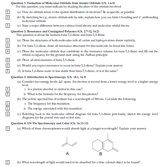 Solved Question 1: Formation of Molecular Orbitals from | Chegg.com