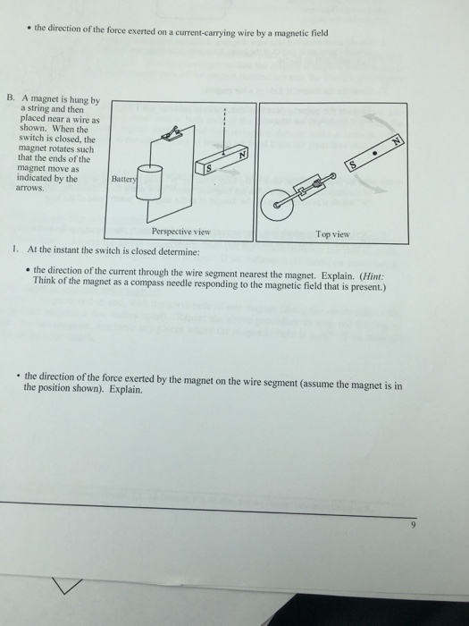 Solved A magnet is hung by a string and then' placed near a | Chegg.com
