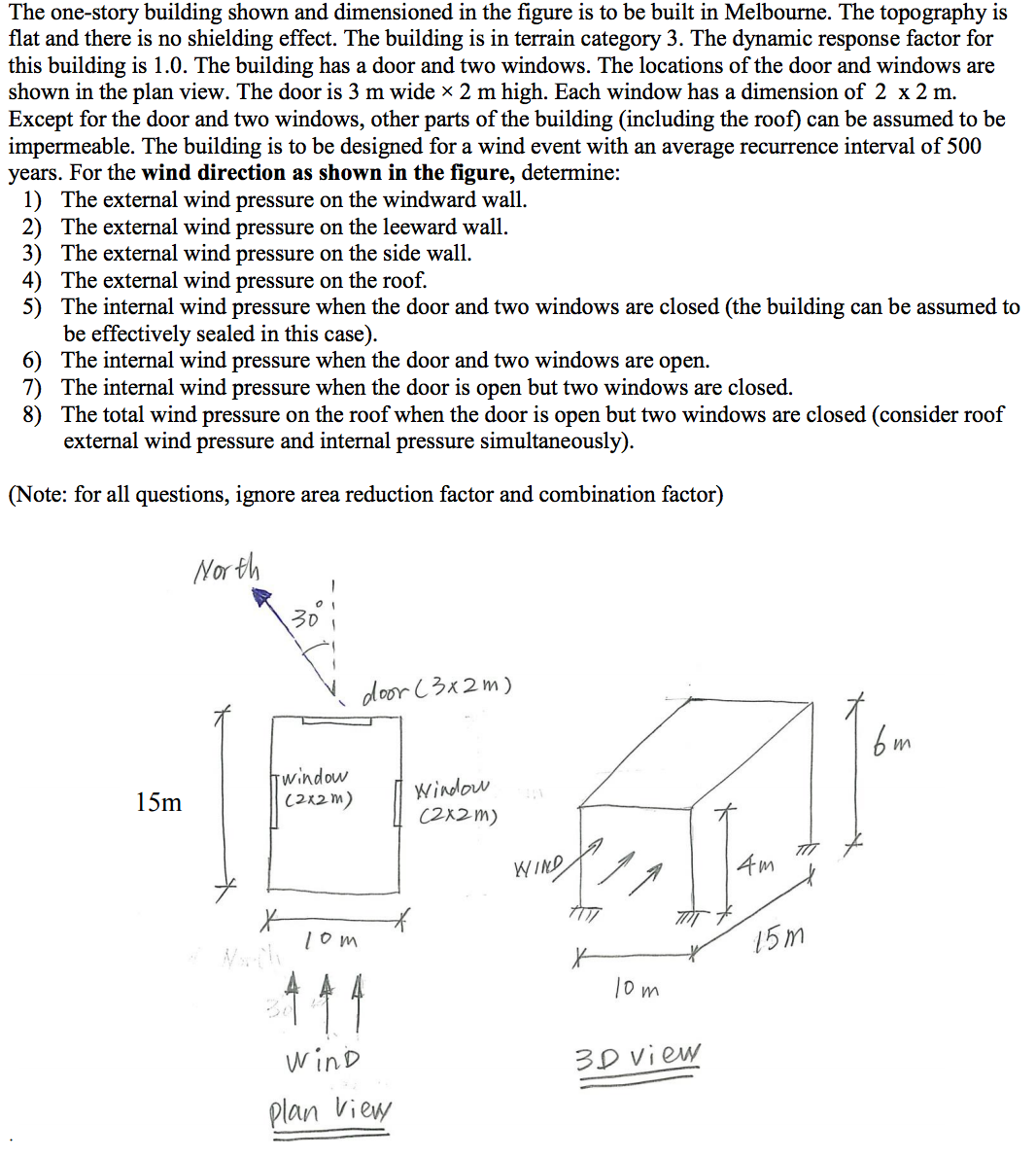 Solved The one-story building shown and dimensioned in the | Chegg.com