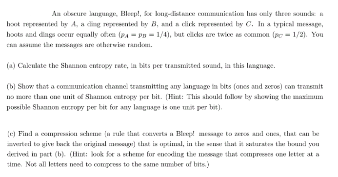 Solved An obscure language, Bleep!, for long-distance | Chegg.com