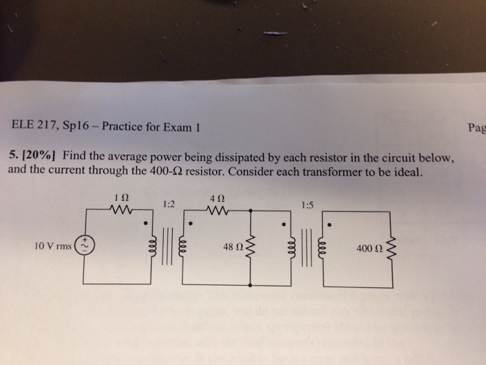 Solved Find the average power being dissipated by each | Chegg.com