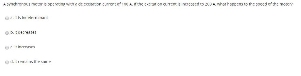 Solved A synchronous motor is operating with a dc excitation | Chegg.com