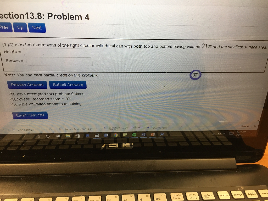 Solved Find the dimensions of the right circular cylindrical | Chegg.com