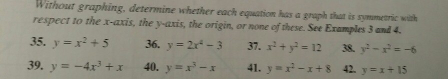 Solved Without graphing, determine whether each equation has | Chegg.com