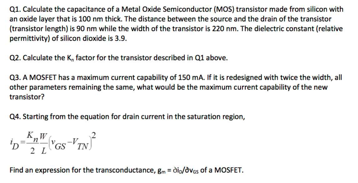 Solved Calculate the capacitance of a Metal Oxide | Chegg.com