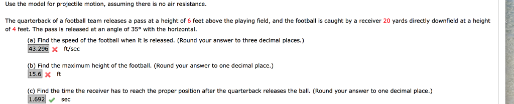 Solved Use the model for projectile motion, assuming there | Chegg.com