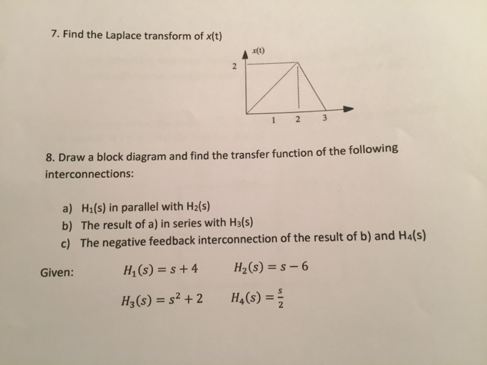 Solved Find the Laplace transform of x(t) Draw a block | Chegg.com