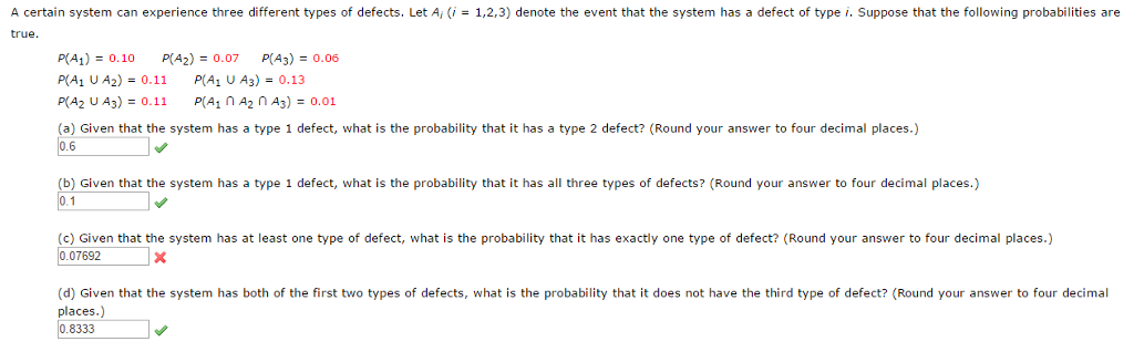 Solved A certain system can experience three different types | Chegg.com
