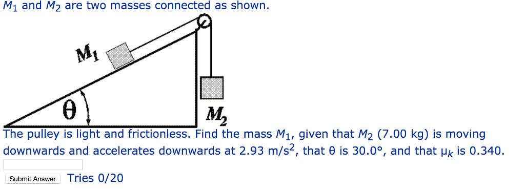 Solved M1 and M2 are two masses connected as shown M1 The | Chegg.com