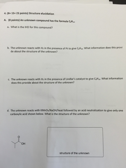 Solved Structure elucidation An unknown compound has the | Chegg.com
