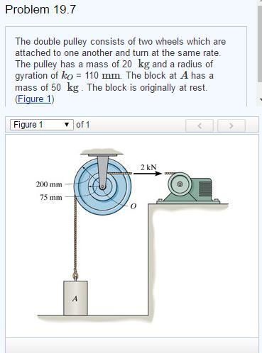 Solved Problem 19.7 The double pulley consists of two wheels | Chegg.com
