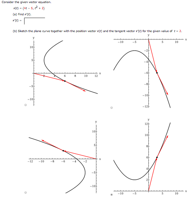 Solved Consider The Given Vector Equation R T 4t 5 T2