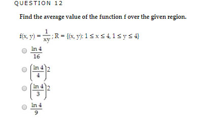 Solved QUESTION 12 Find the average value of the function f | Chegg.com