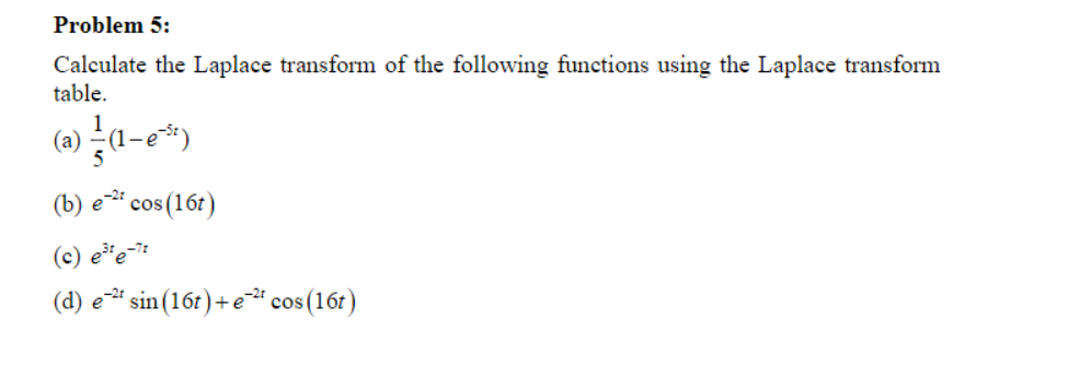 Solved Calculate the Laplace transform of the following | Chegg.com
