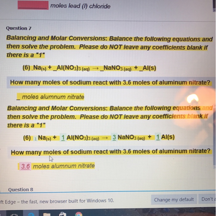 Solved Balancing and Molar Conversions: Balance the | Chegg.com
