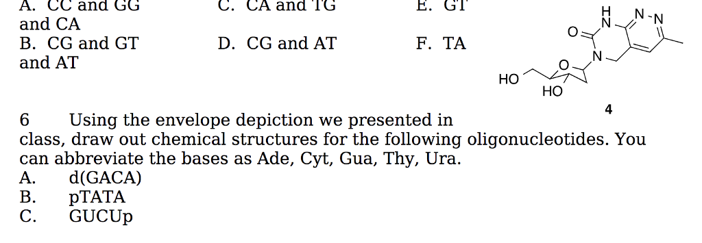 Solved A. CC and GG and CA B. CG and GT and AT C. CA and TG | Chegg.com