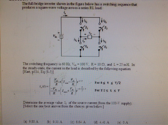 Solved The full-bridge inverter shown in the figure below | Chegg.com