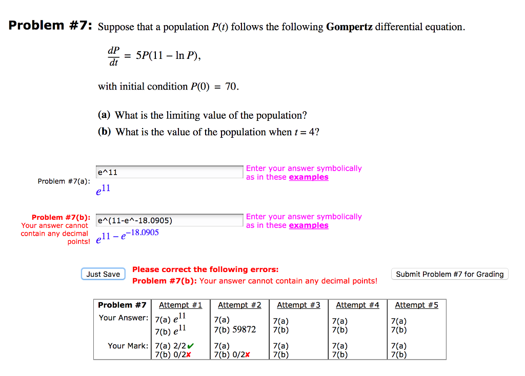 Solved Suppose that a population P(t) follows the following | Chegg.com