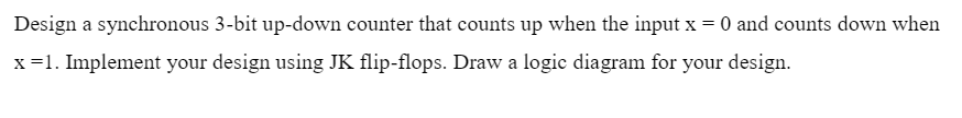 Solved Design a synchronous 3-bit up-down counter that | Chegg.com
