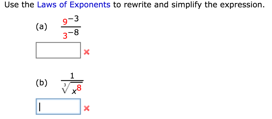 Solved Use the Laws of Exponents to rewrite and simplify the | Chegg.com