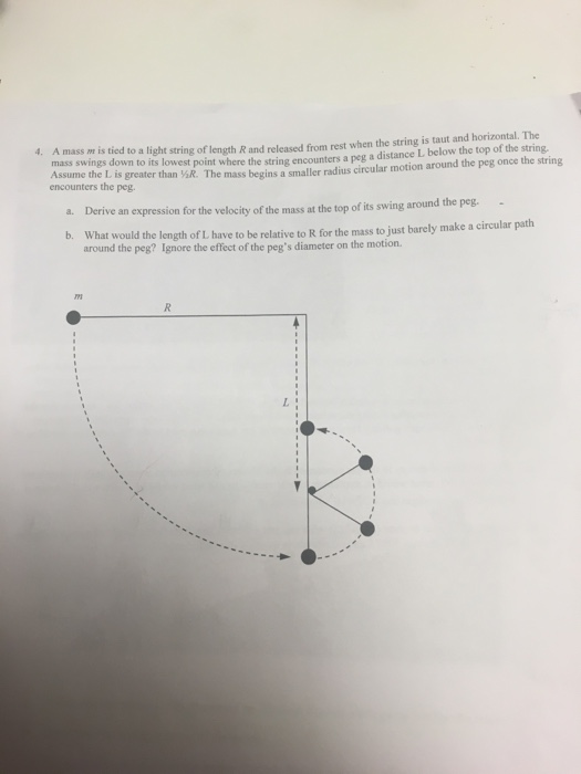 Solved A mass m is tied to a light string of length R and | Chegg.com