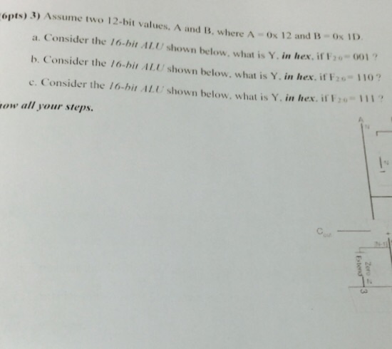 Assume two 12-bit values, A and B, where A = 0x 12 | Chegg.com
